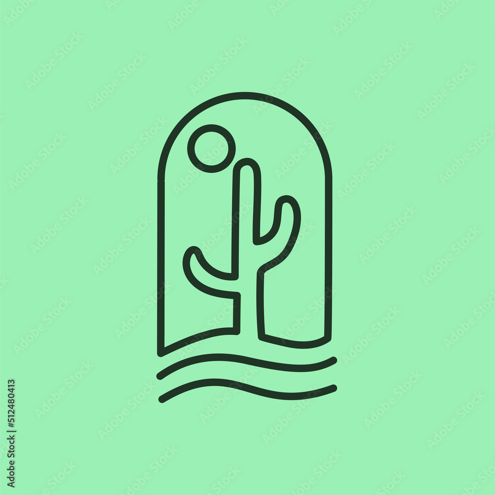 cactus with little sun simple drawing vector illustration with minimal ...