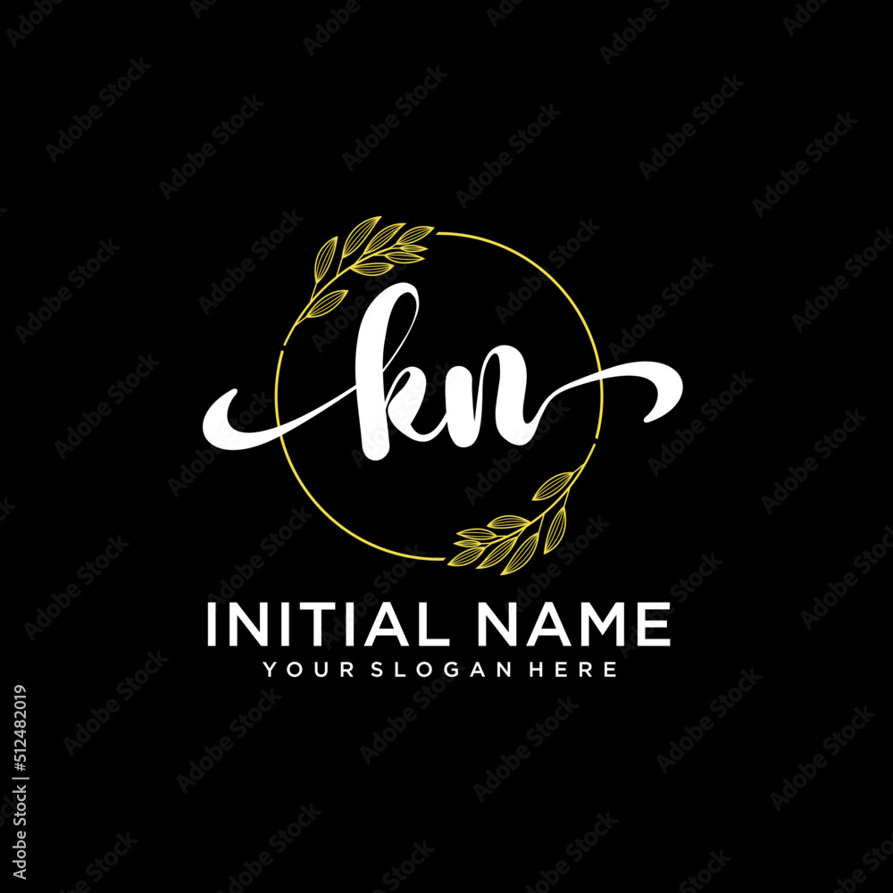 KN Initial handwriting logo vector. Hand lettering for designs. Stock ...