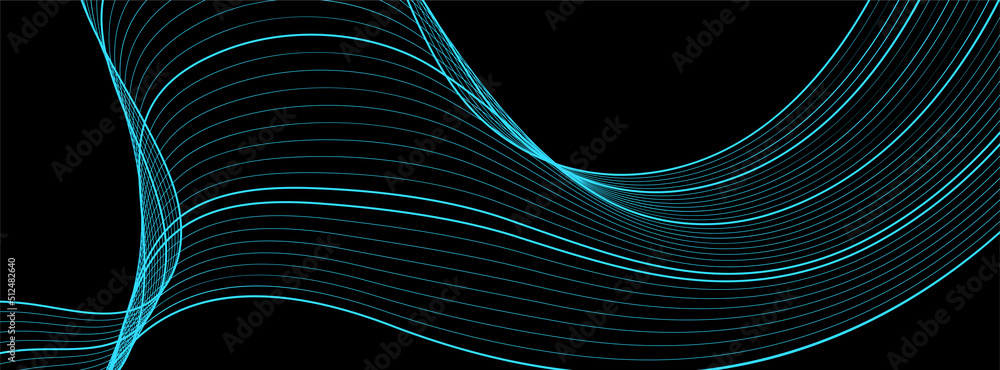 Bright blue curved wavy lines abstract elegant background. Vector ...