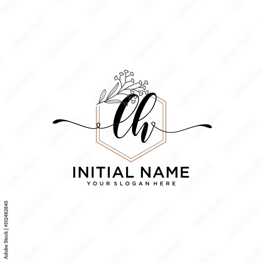 Initial letter LH beauty handwriting logo vector Stock Vector | Adobe Stock