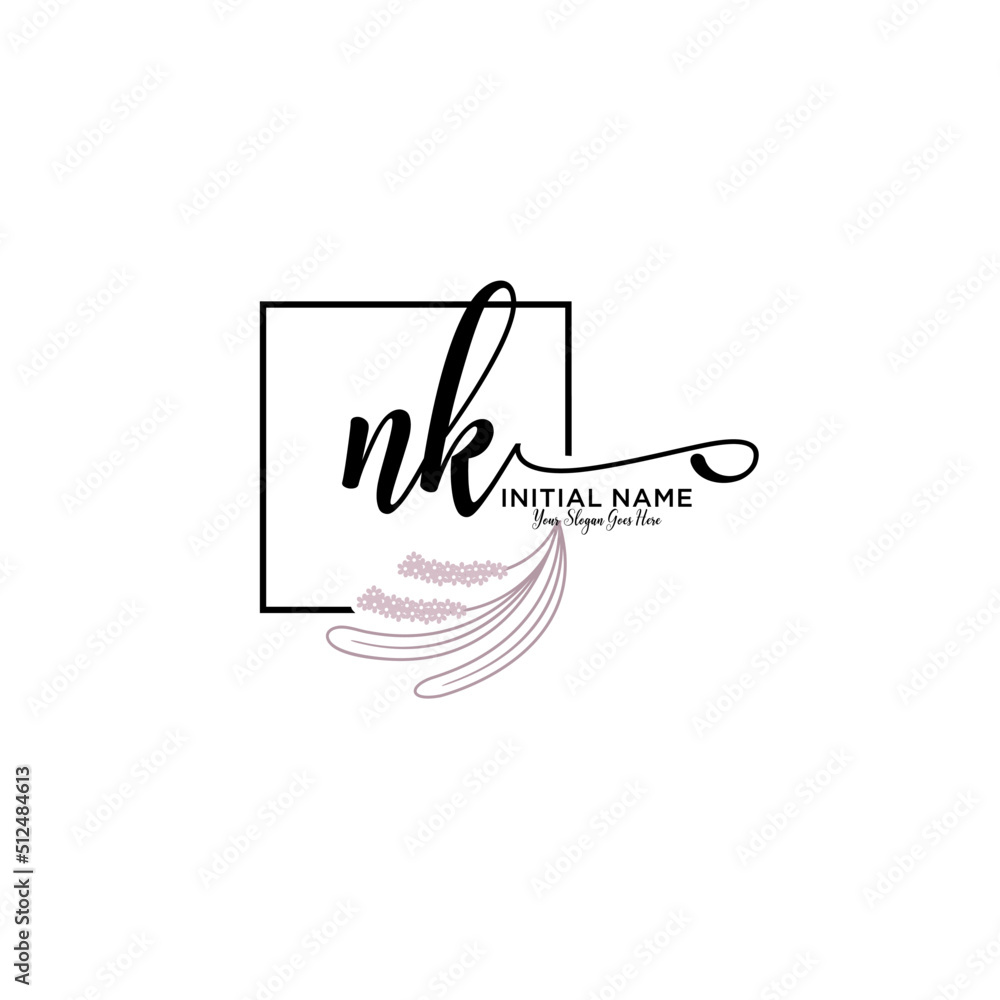 Initial letter NK beauty handwriting logo vector Stock Vector | Adobe Stock