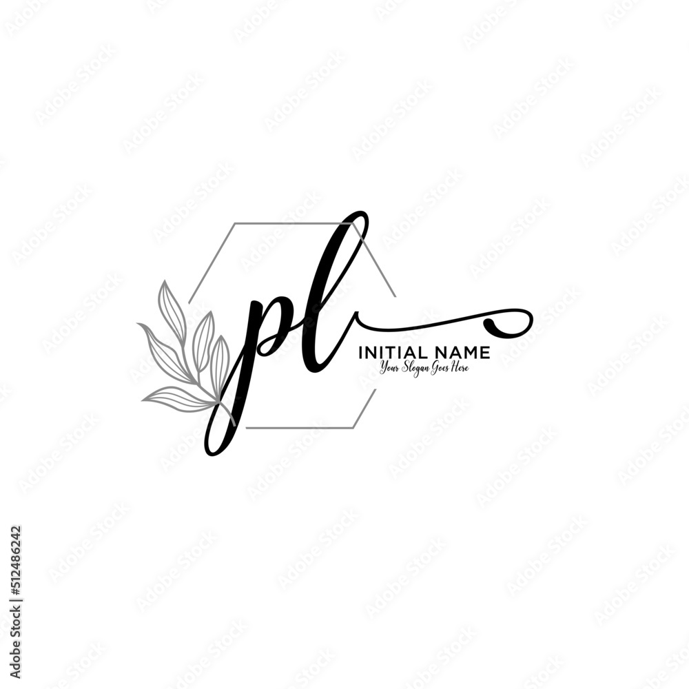 Initial letter PL beauty handwriting logo vector Stock Vector | Adobe Stock