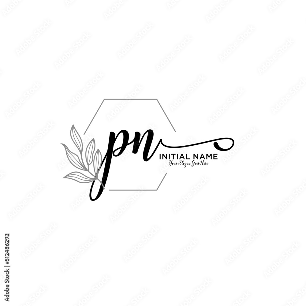 Initial letter PN beauty handwriting logo vector Stock Vector | Adobe Stock