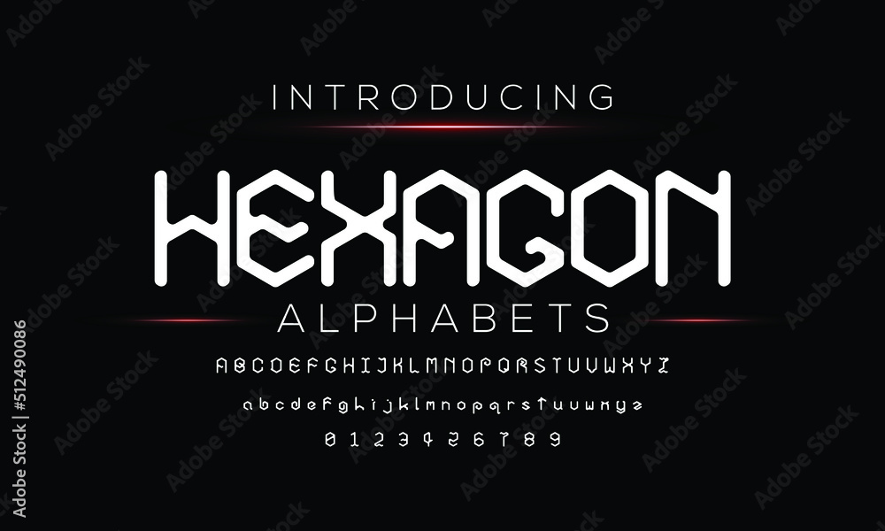 HEXAGON Modern Alphabet Letter Font. Typography luxury style fonts for ...