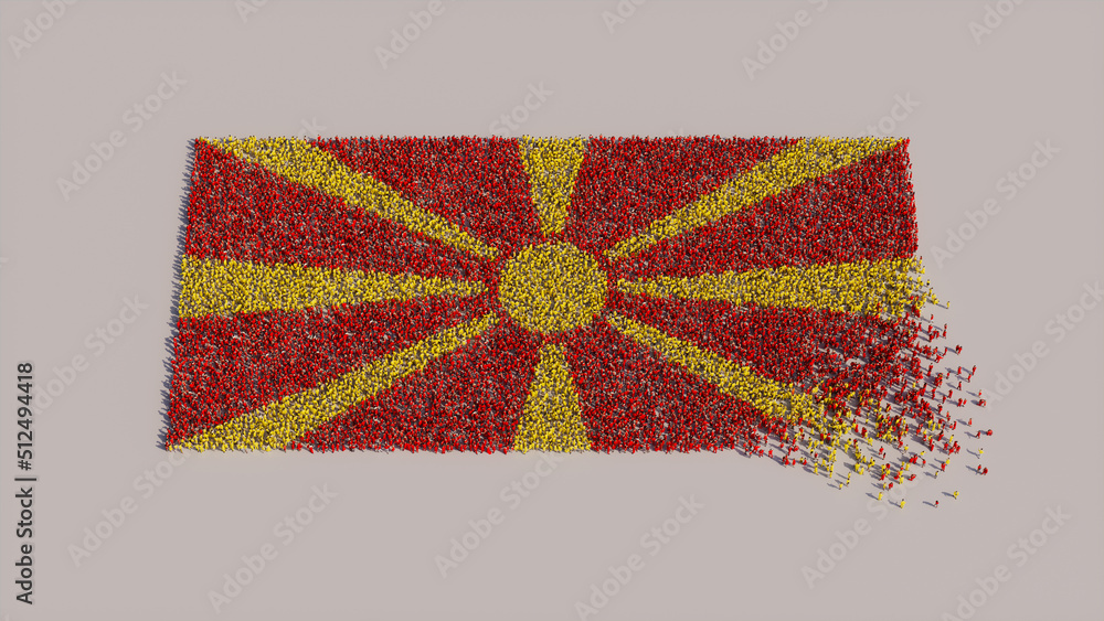 North Macedonian Flag formed from a Crowd of People. Banner of North ...
