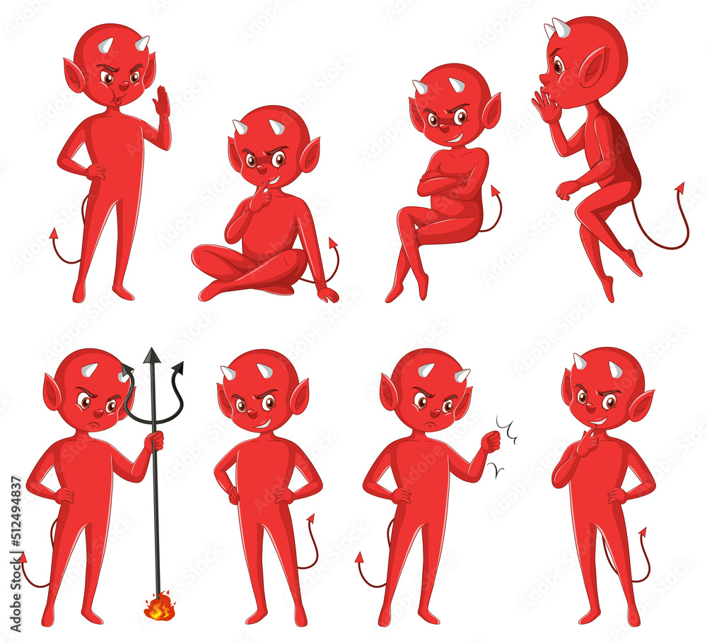 Devil cartoon character on white background Stock Vector | Adobe Stock