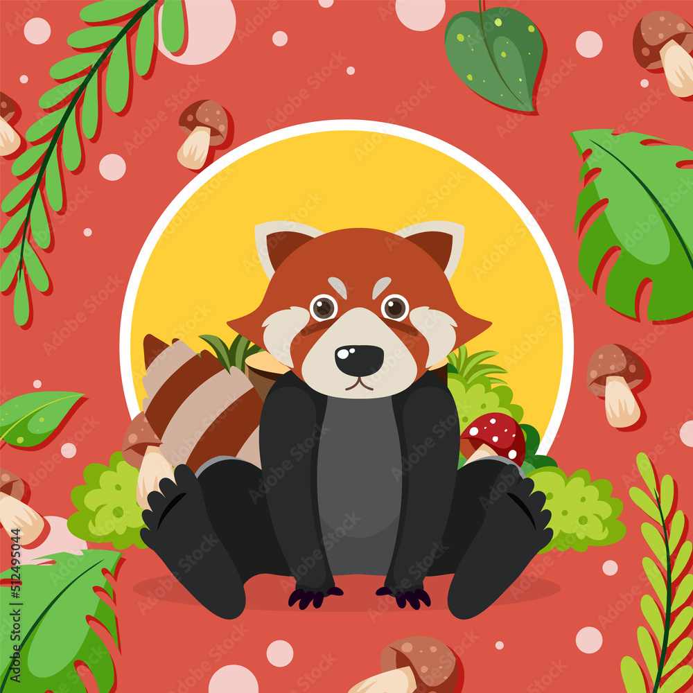 Cute red panda in flat cartoon style Stock Vector | Adobe Stock
