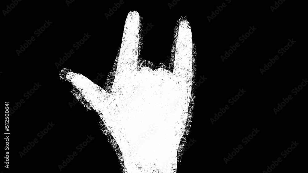 Rock music symbol. Human hand. Black color. Ron-n-roll. Your rock ...