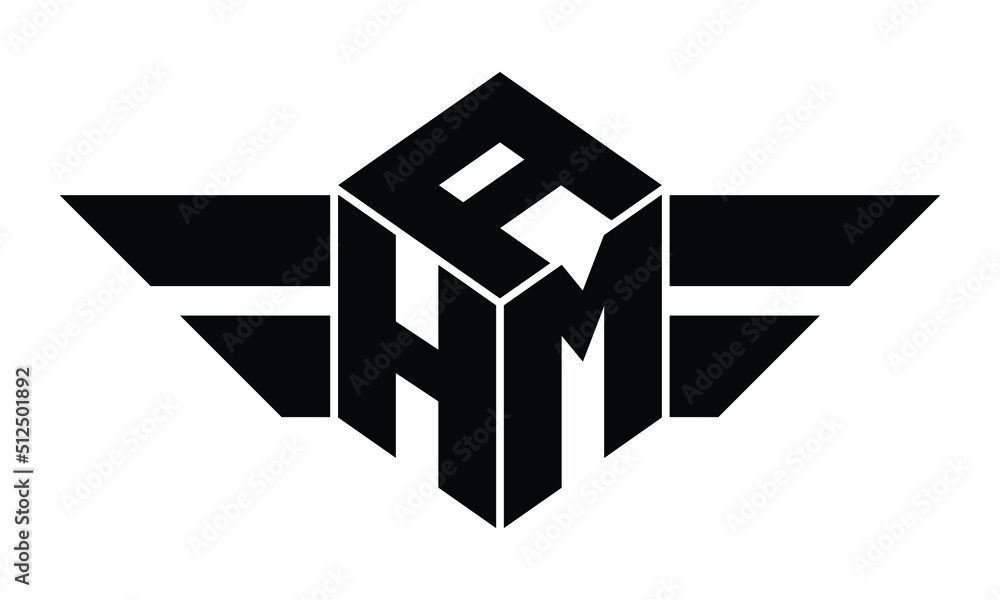AHM three letter gaming logo in polygon cube shape logo design vector ...