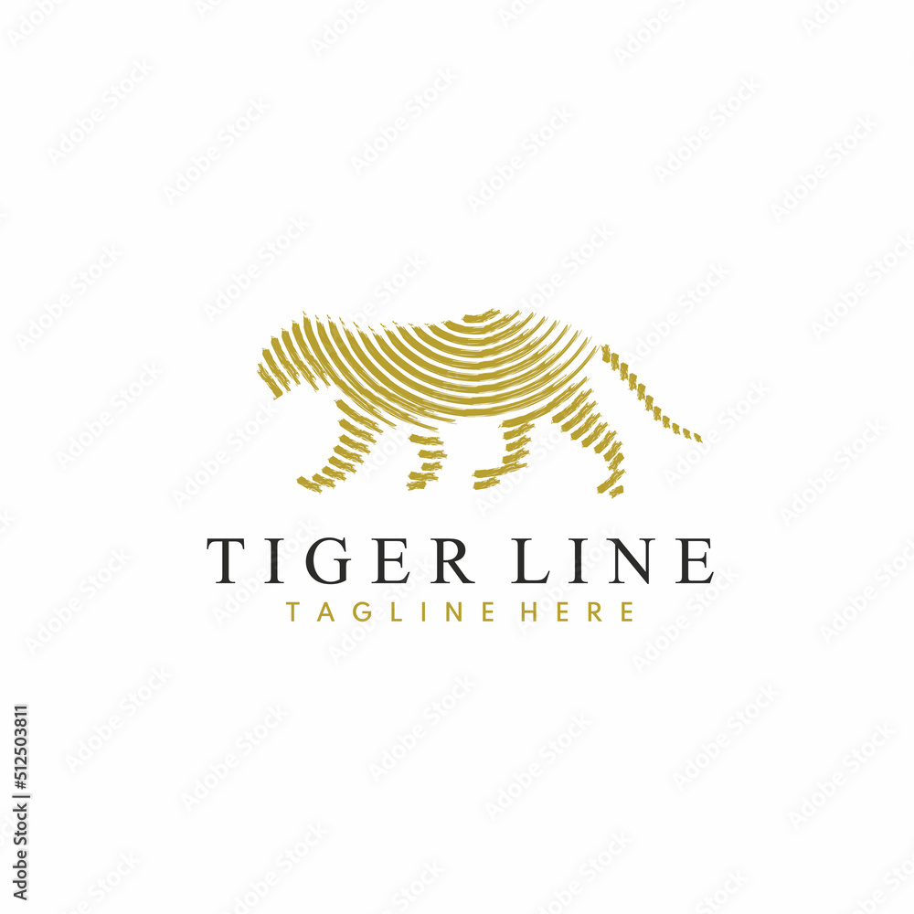 Minimalist modern tiger logo with simple line art design style Stock ...