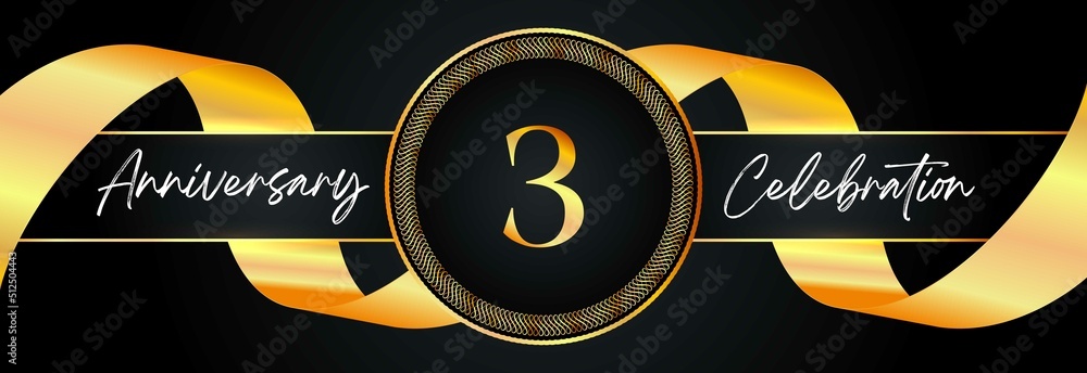 3rd years anniversary celebration with frame and gold ribbon for a ...