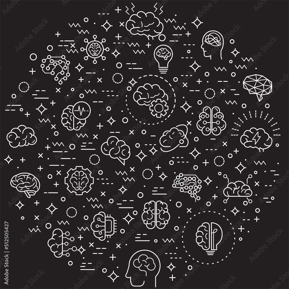 Simple Set of brain Related Vector Line Illustration. Contains such ...