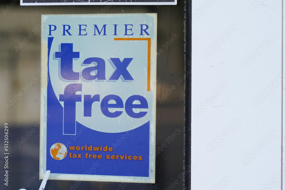 tax free premier text duty free shop sign stickers worldwide service ...