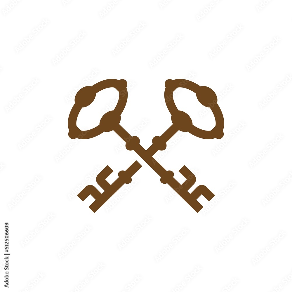 Two crossed vintage keys logo. Royal retro turnkeys vector icon. Real ...