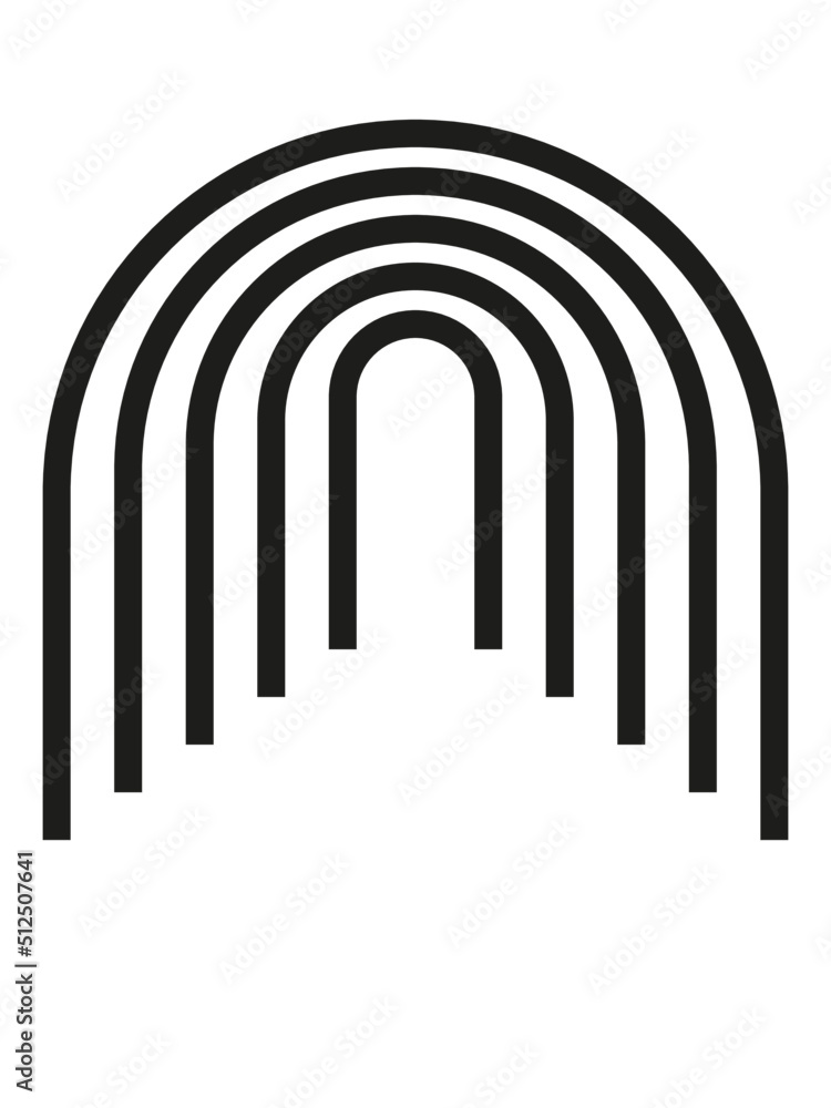 Rainbow, portal, arch with lines, geometric shape. Monochrome ...