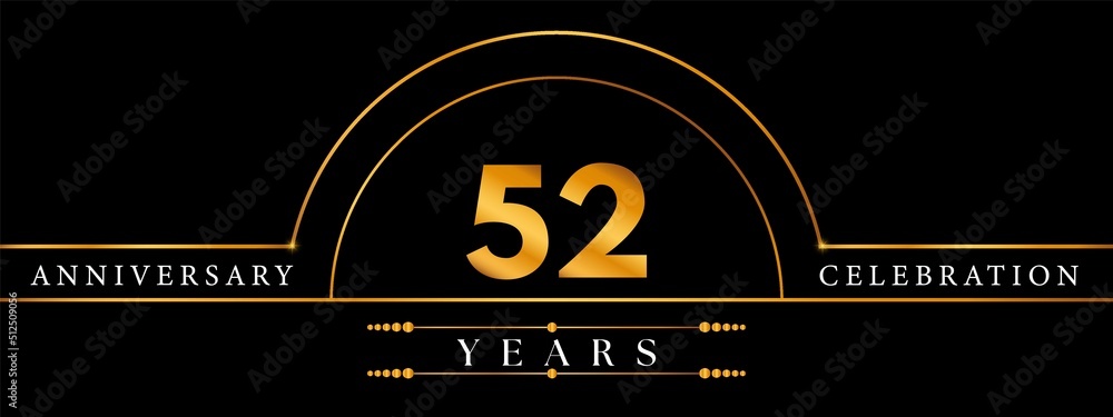 Vetor de 52 Anniversary Celebration Circle Gold Number Template Design ...