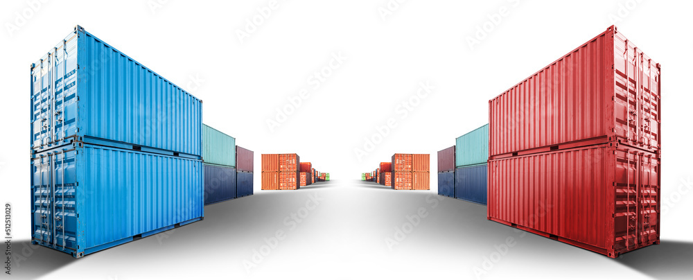 Containers box isolated on white background from cargo freight ship in ...