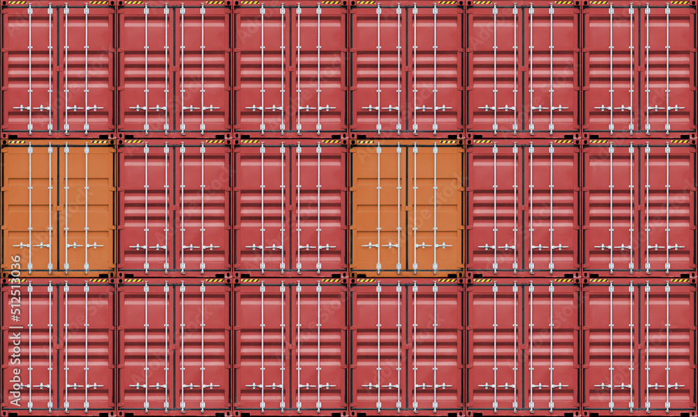 Stack of red containers box cargo in port shipping yard, Containers ...