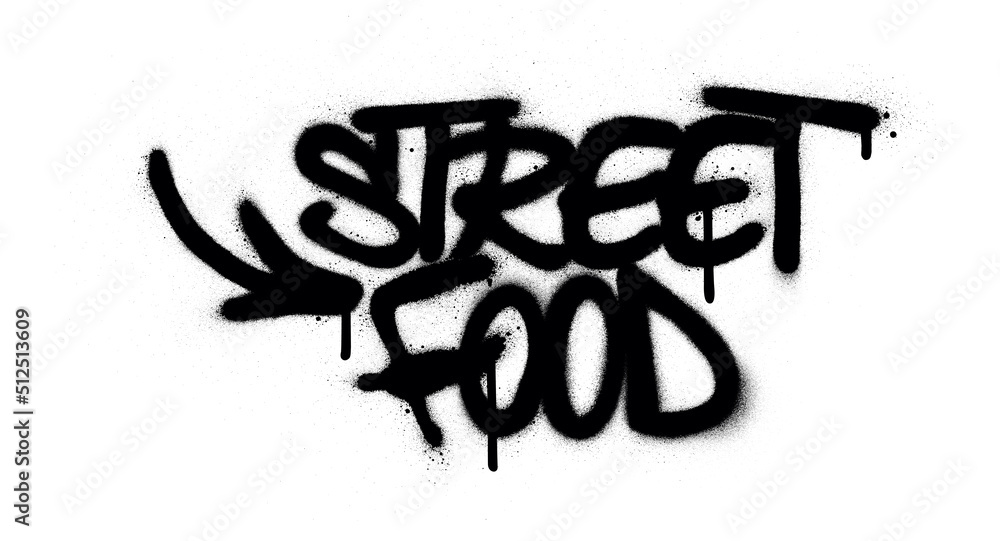 graffiti street food text sprayed in black over white Stock Vector ...
