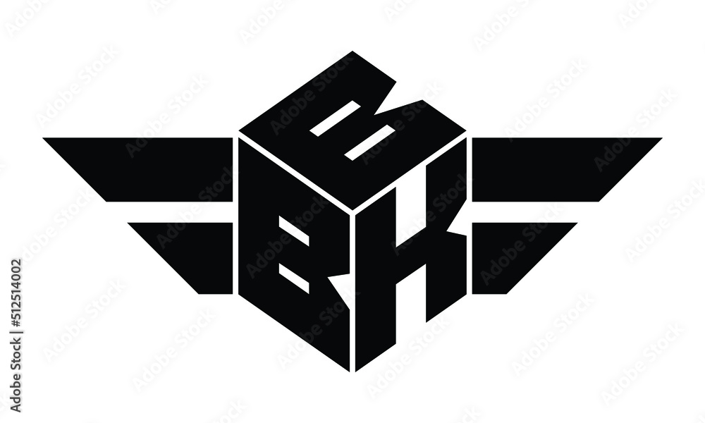 BBK three letter gaming logo in polygon cube shape logo design vector ...