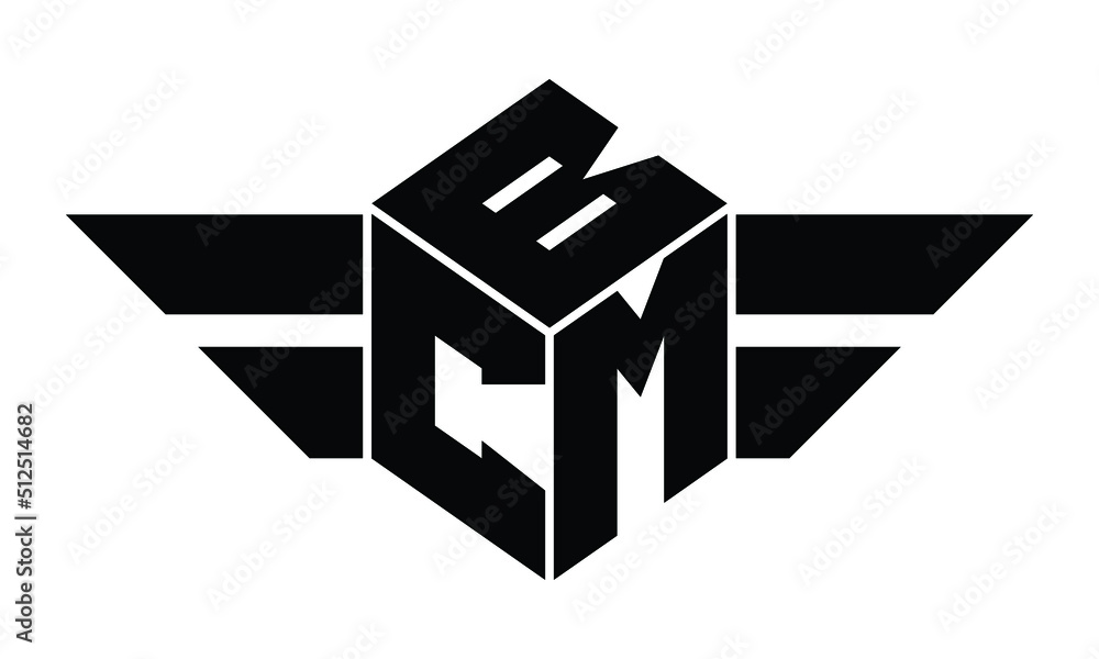 BCM three letter gaming logo in polygon cube shape logo design vector ...