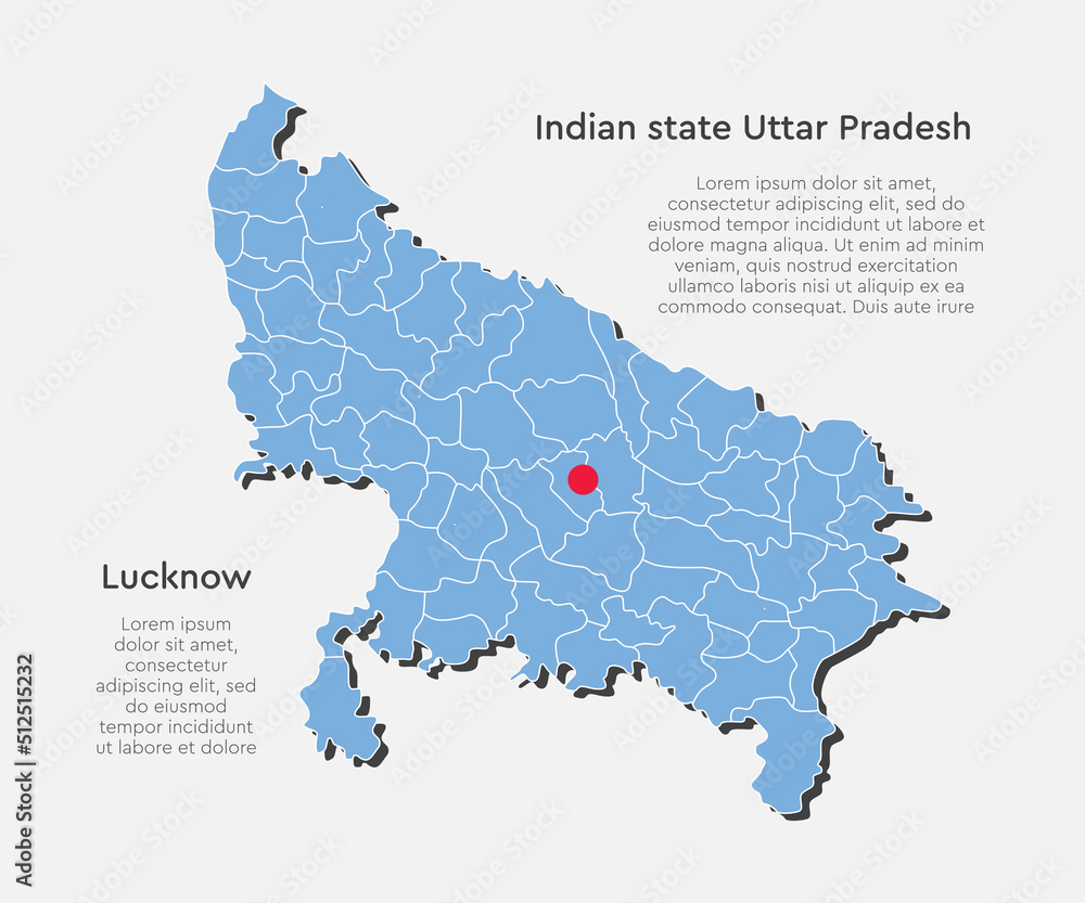 Vector map indian state Uttar Pradesh Stock Vector | Adobe Stock