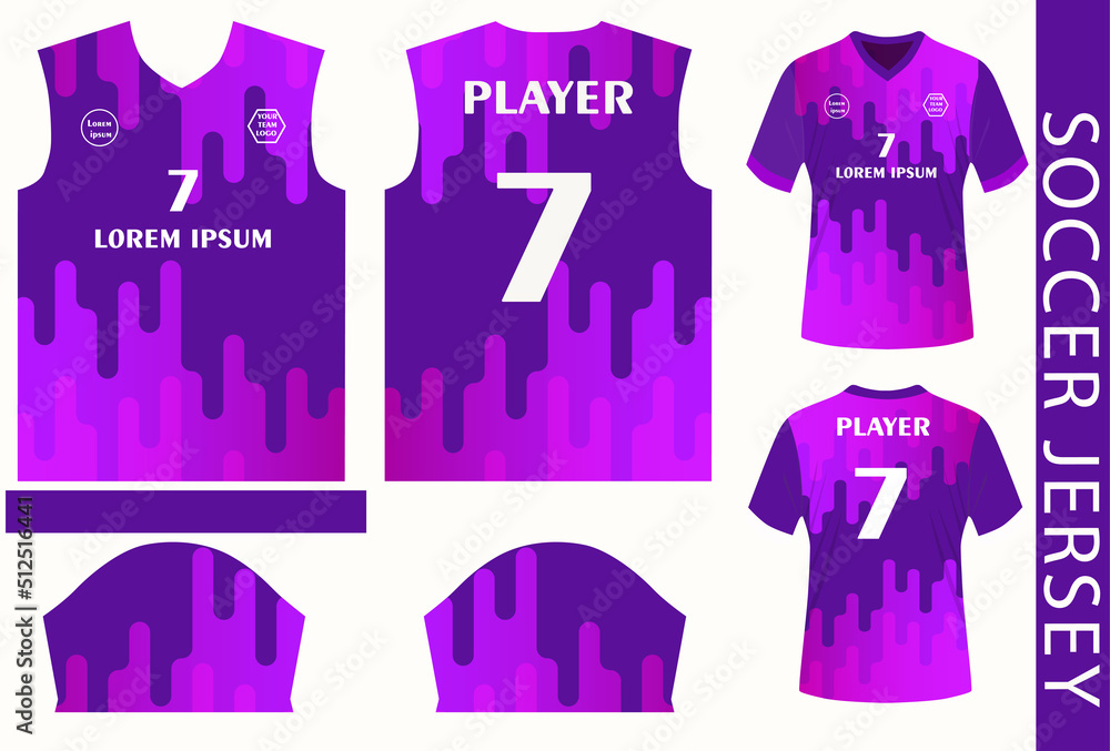 editable soccer jersey design template with pattern and mockup Stock ...