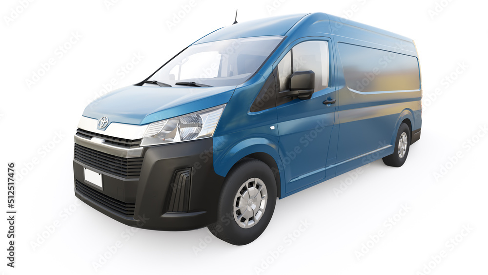 Tokyo, Japan. April 12, 2022: Toyota Hiace. Blue commercial van for ...