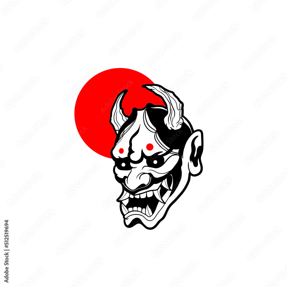 Japanese Demon Oni Mask Logo Design vector illustration Stock Vector ...