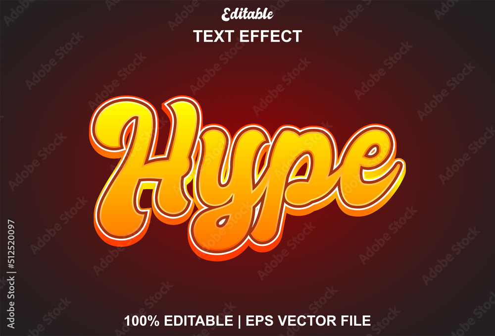 hype text effect with orange color editable. Stock Vector | Adobe Stock