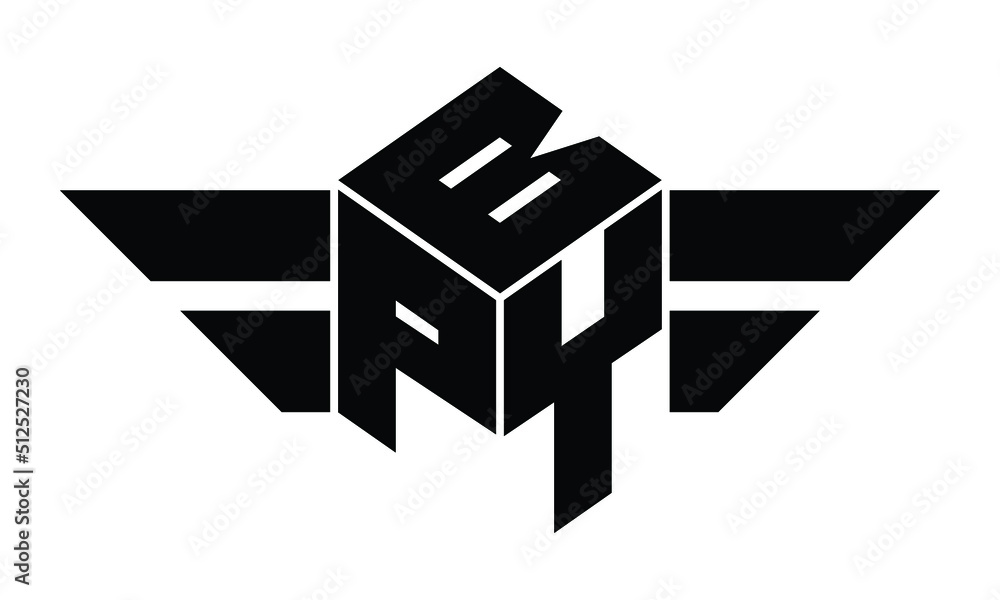 BPY three letter gaming logo in polygon cube shape logo design vector ...