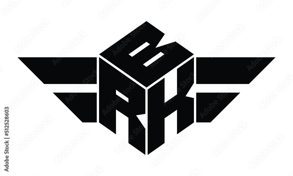 BRK three letter gaming logo in polygon cube shape logo design vector ...