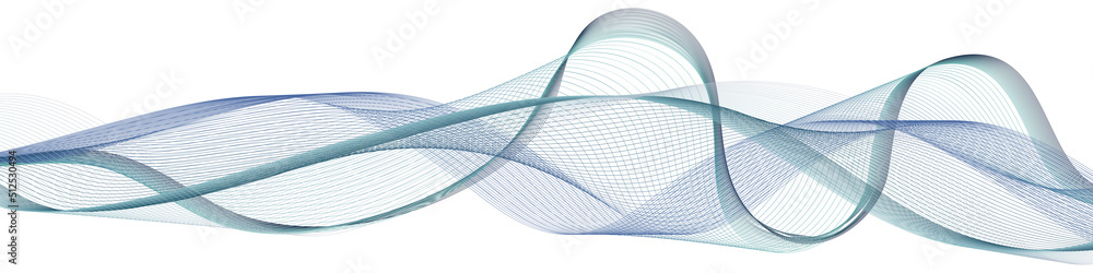 Undulate wave swirl swoosh. Blue teal twisted lines, abstract soundwave ...