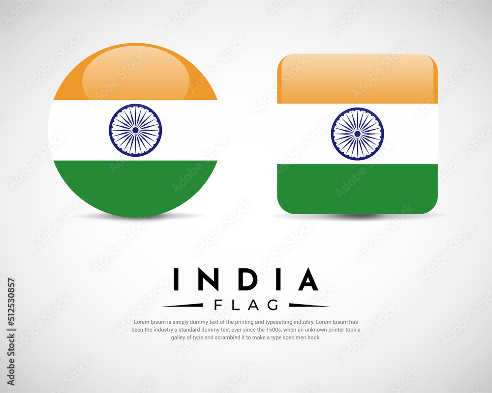 Realistic India flag icon vector. Set of India flag emblem vector Stock ...
