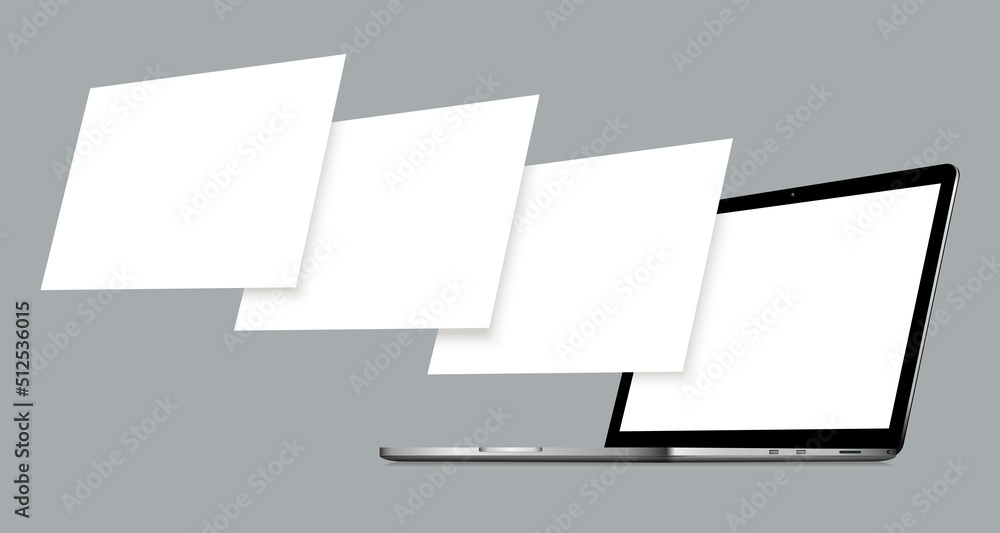 Laptop with blank screen and blank framework web pages Stock Vector ...