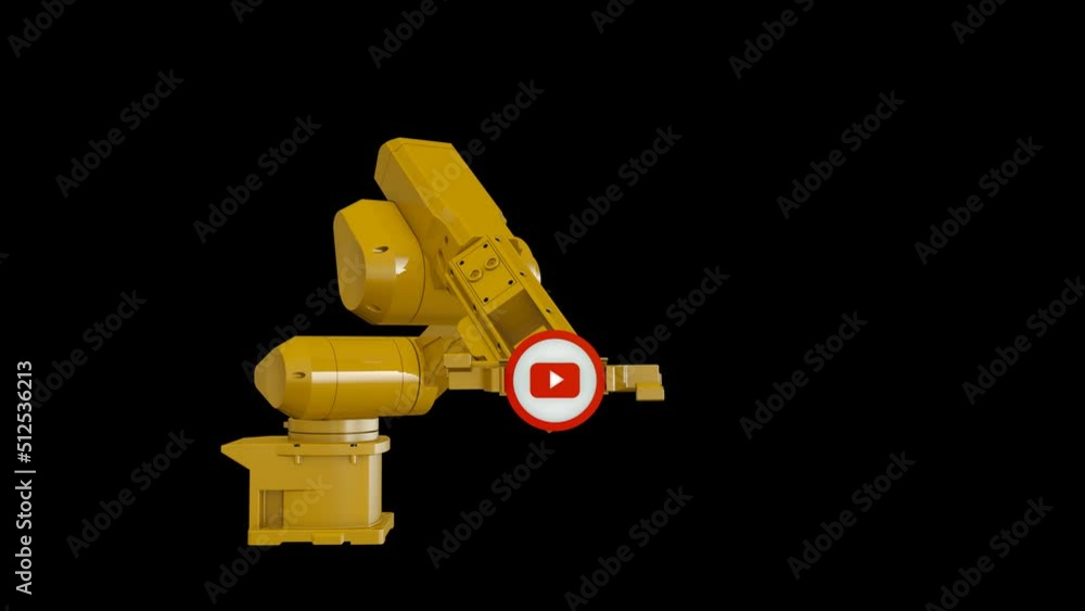 Robotic Arm and Youtube Logo animation.Full HD 1920×1080.6 Second Long ...