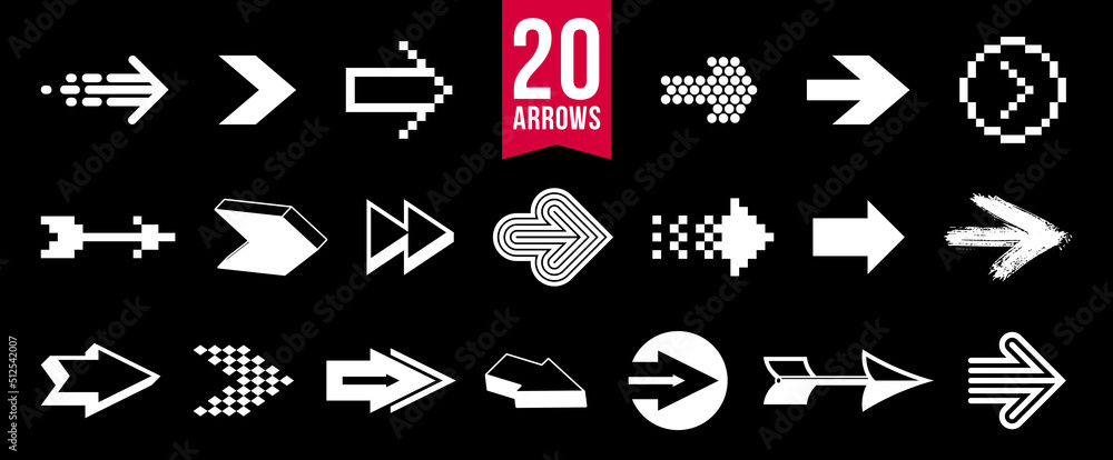 Arrow symbols big set of different shapes styles and concepts, cursors ...