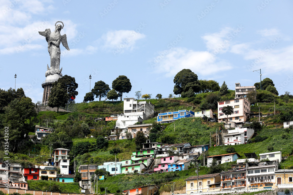 The Virgin of El Panecillo, also known as the Virgin of Quito from the ...