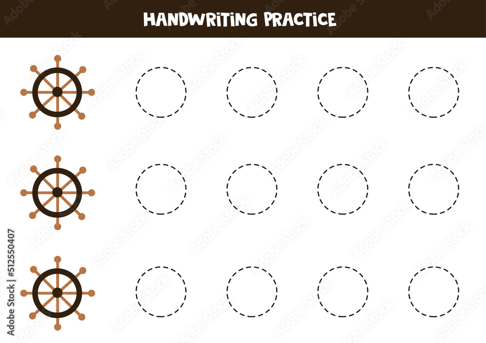 Tracing lines with steering wheels. Writing practice. Stock Vector ...