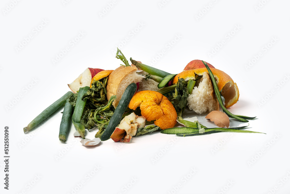 Organic waste ready to recycle, isolated on white background. Organic ...