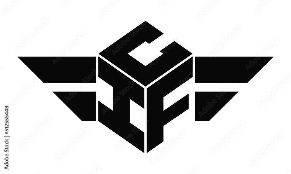 CIF three letter gaming logo in polygon cube shape logo design vector ...