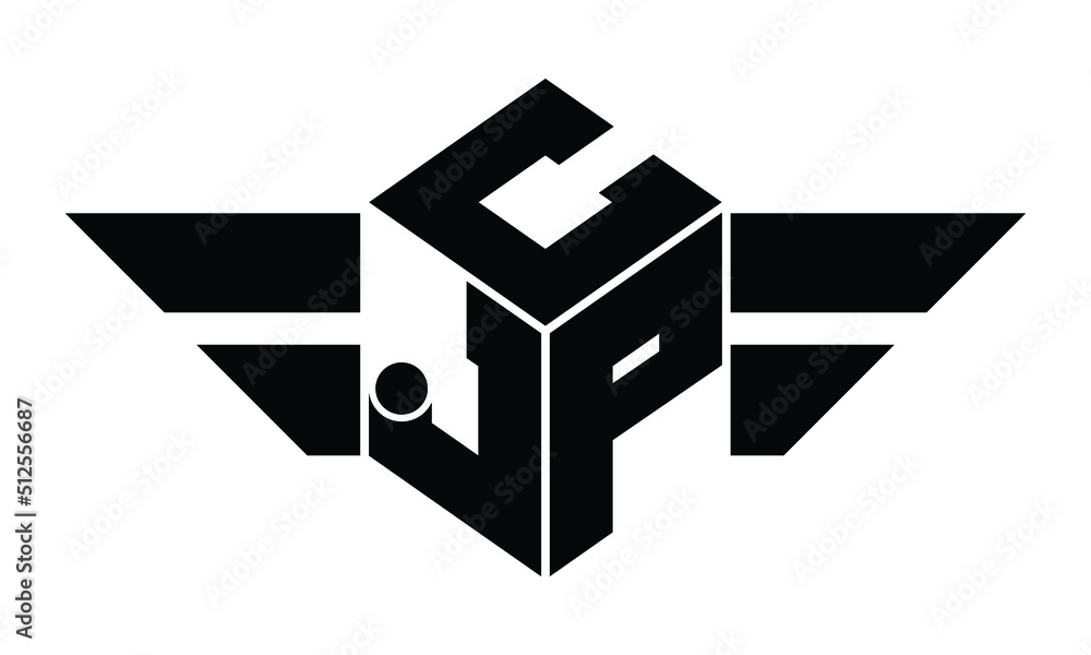 CJP three letter gaming logo in polygon cube shape logo design vector ...