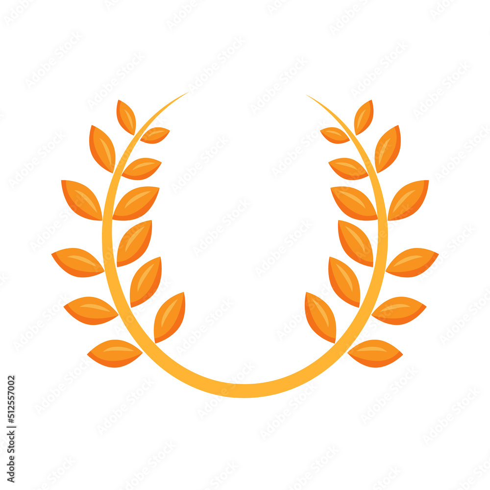 Gold wreath semi flat color vector object. Full sized item on white ...