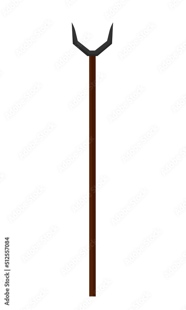 Bident semi flat color vector object. Hades weapon. Full sized item on ...