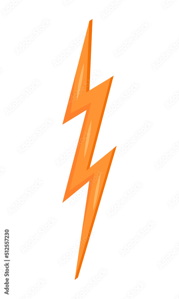 Thunderbolt semi flat color vector object. Full sized item on white ...