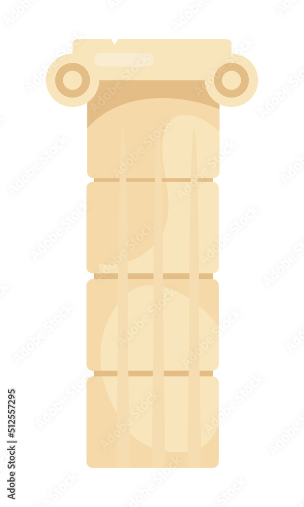 Classical greek column semi flat color vector object. Roman ...