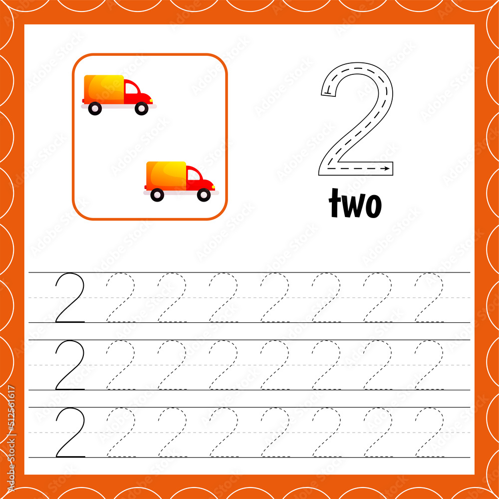 Cards with numbers for children. Trace the line. For kids learning to ...