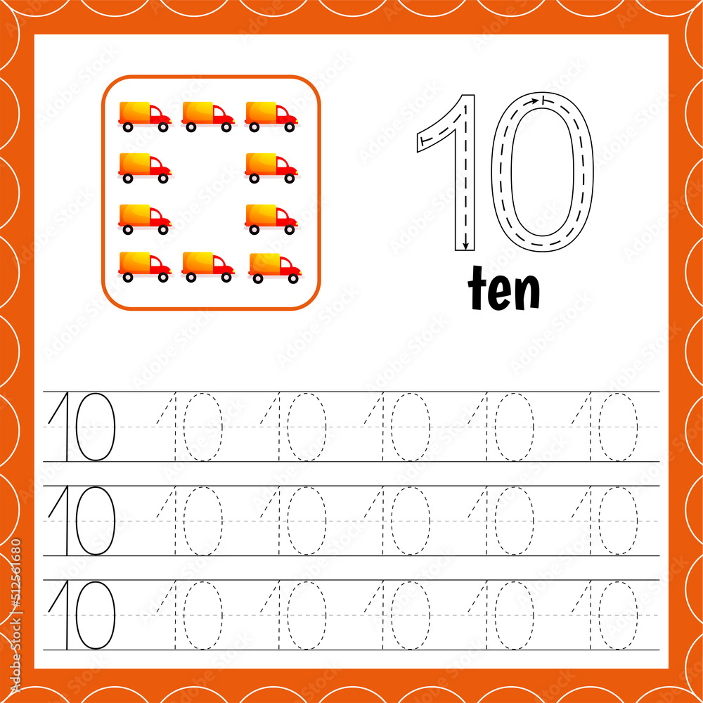 Cards with numbers for children. Trace the line. For kids learning to ...