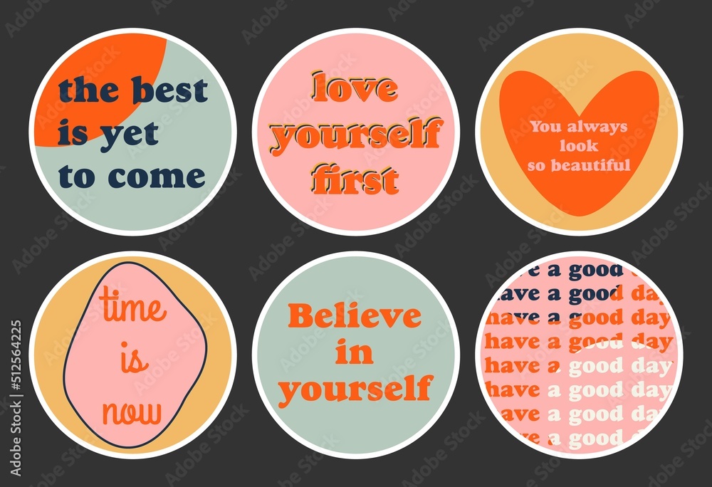Collection of motivational patches. Stickers, badges, with quotes ...