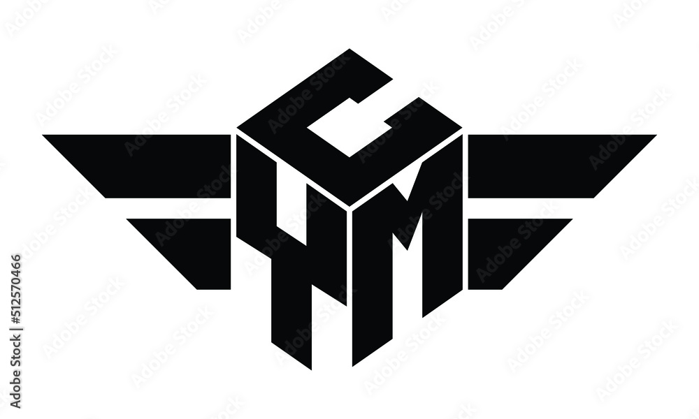 CYM three letter gaming logo in polygon cube shape logo design vector ...